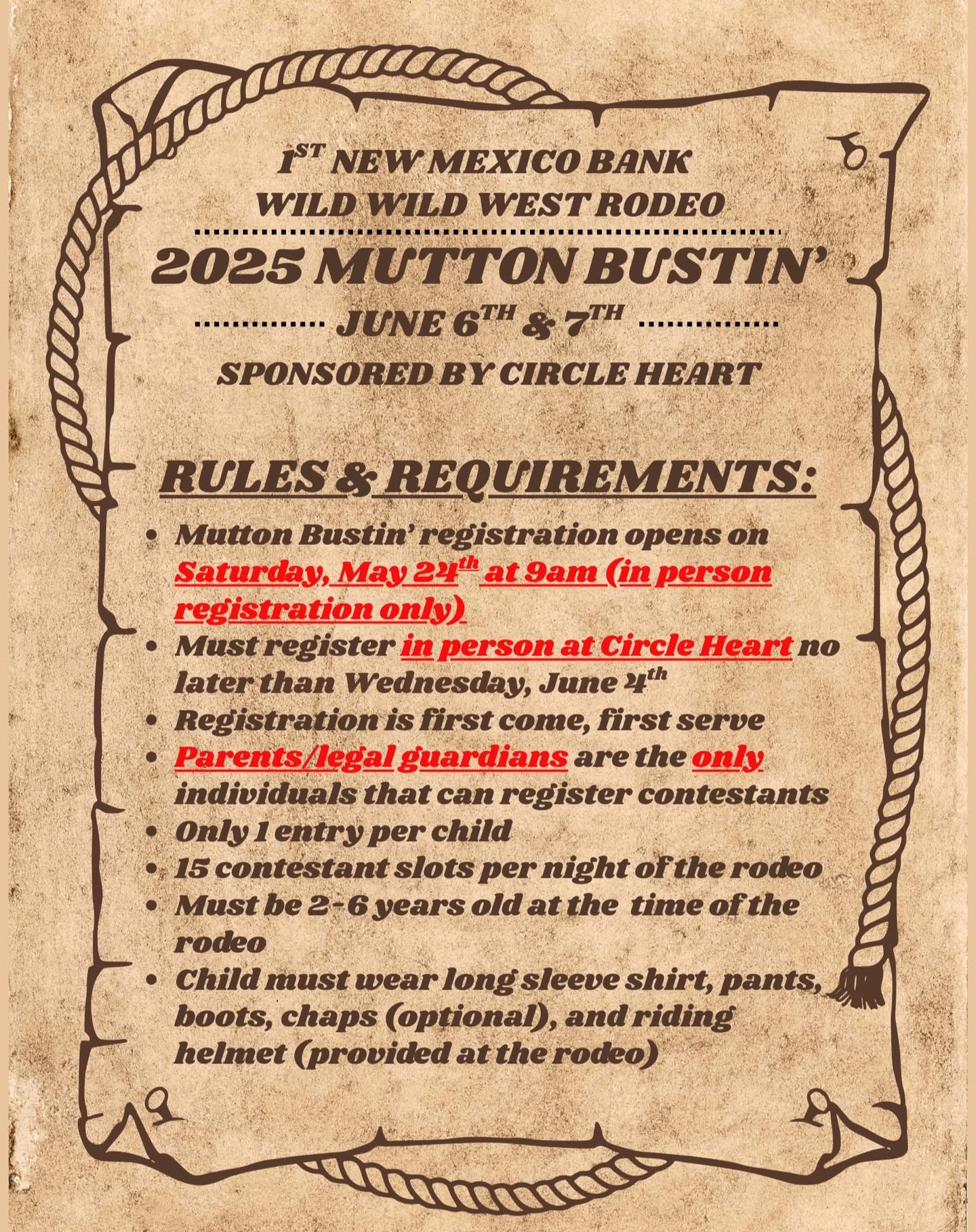2025 Mutton Bustin’ Info – Wild Wild West Rodeo